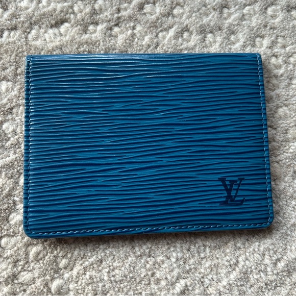 Louis Vuitton | Bags | Louis Vuitton Authentic Blue Epi Leather Id Card ...